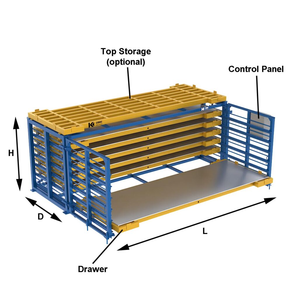 Motorized Sheet Metal Racks | Motorized Roll Out Sheet Metal Rack